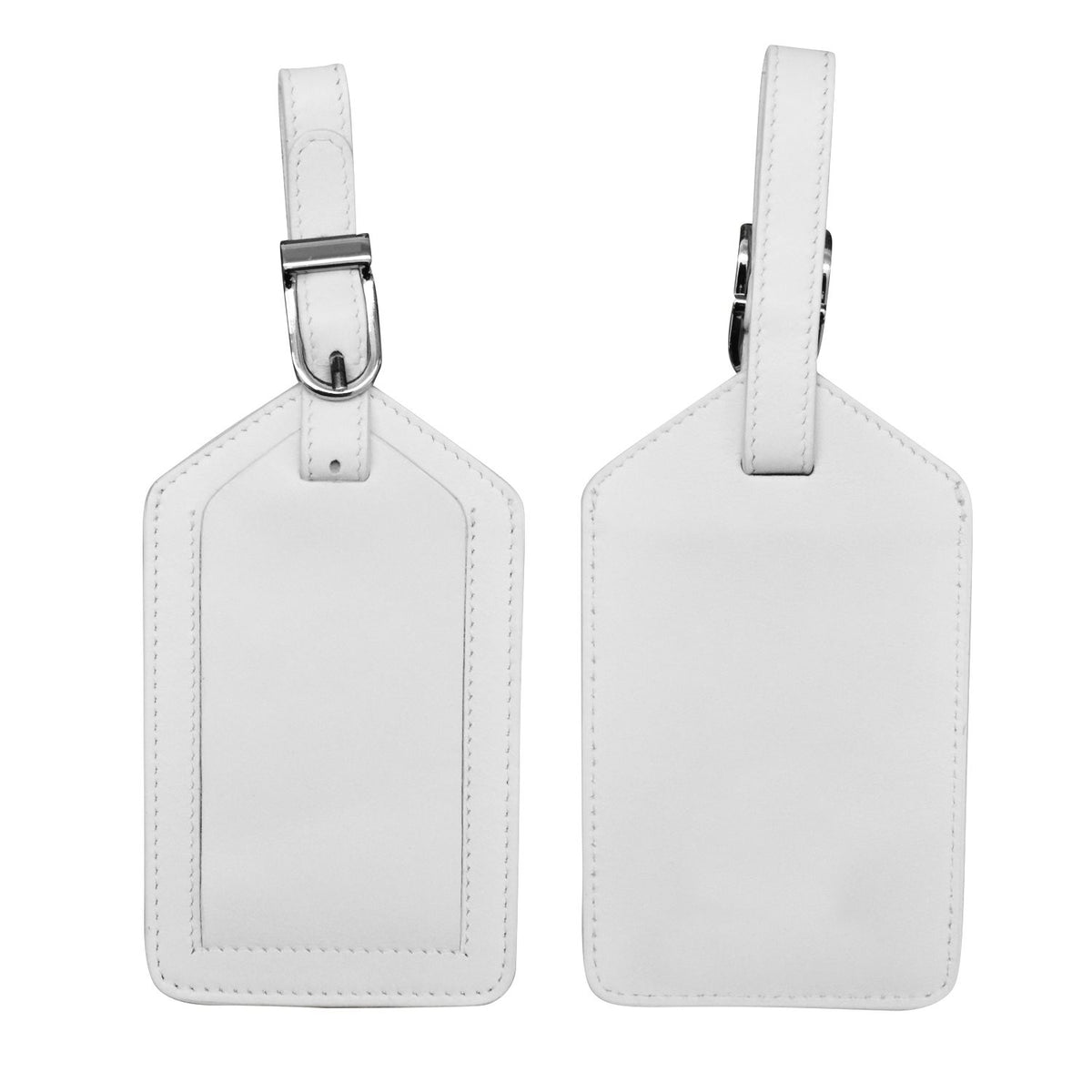White Leather Luggage Tag — Rooten's Travel & Adventure